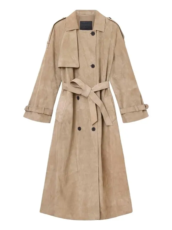 ALLSAINTS Suede Reed Trench Coat - Brown