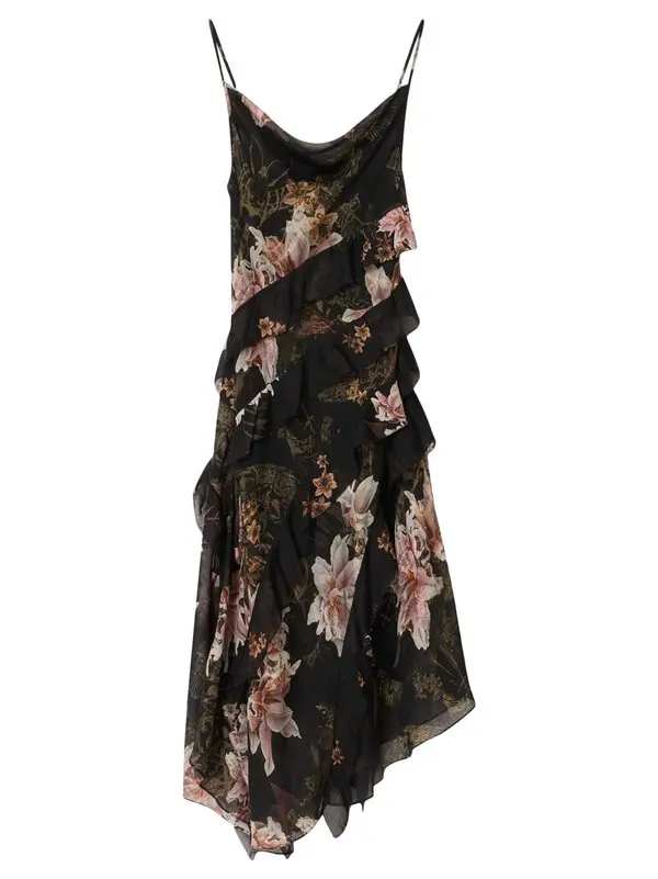 ALLSAINTS Floral Ruth Midi Dress - Black