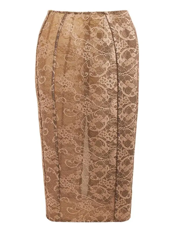 Acne Studios Floral Lace Midi Skirt - Brown