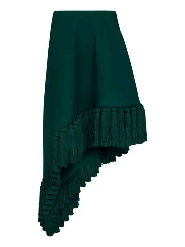 Alaïa Wool Asymmetric Tassel Skirt - Green