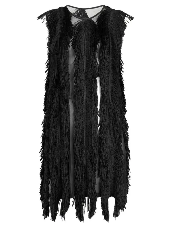 Alaïa Silk Feather-knit Mini Dress - Black
