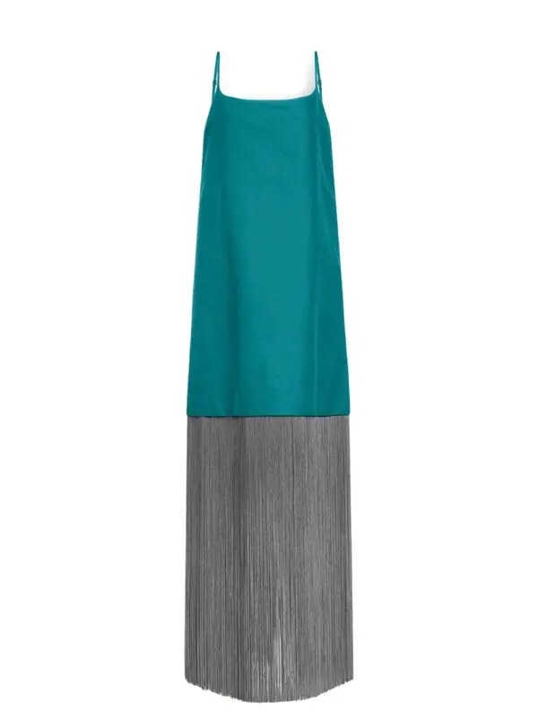 Alaïa Fringed Mini Slip Dress - Blue