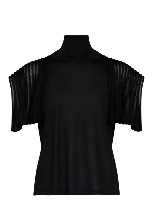 Alaïa Leaf-effect Godet Top - Black