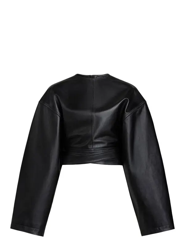Alaïa Leather Belted Crop Top - Black