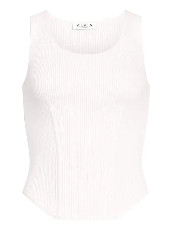 Alaïa Wool-blend Ribbed Tank Top - White