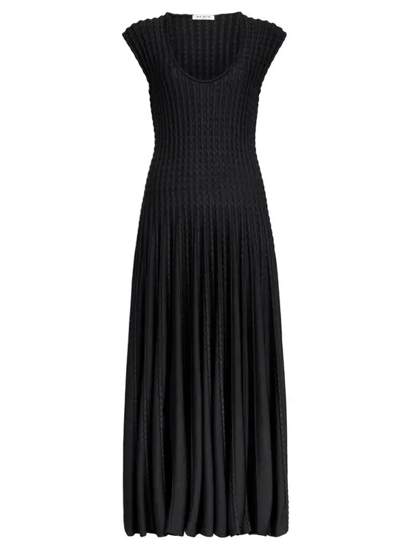 Alaïa Knitted Flare Dress - Black
