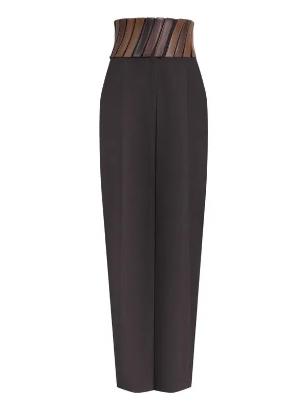 Alaïa Belted Wool Gabardine Trousers - Black