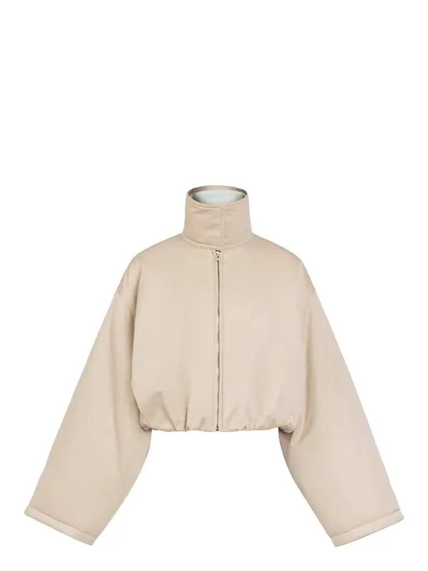 Alaïa Leather Layered Bomber Jacket - Beige