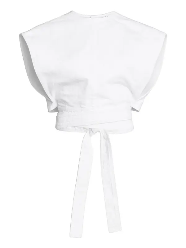 Alaïa Denim Belted Crop Top - White