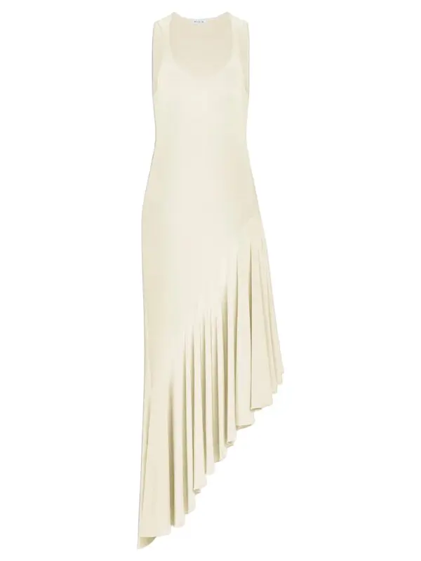 Alaïa Jersey Asymmetric Midi Dress - White