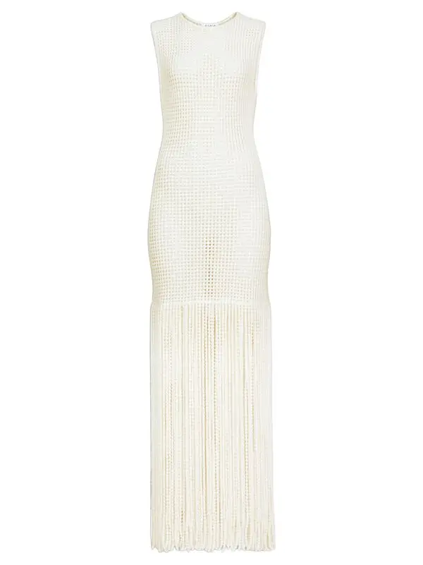 Alaïa Fringed Midi Dress - White
