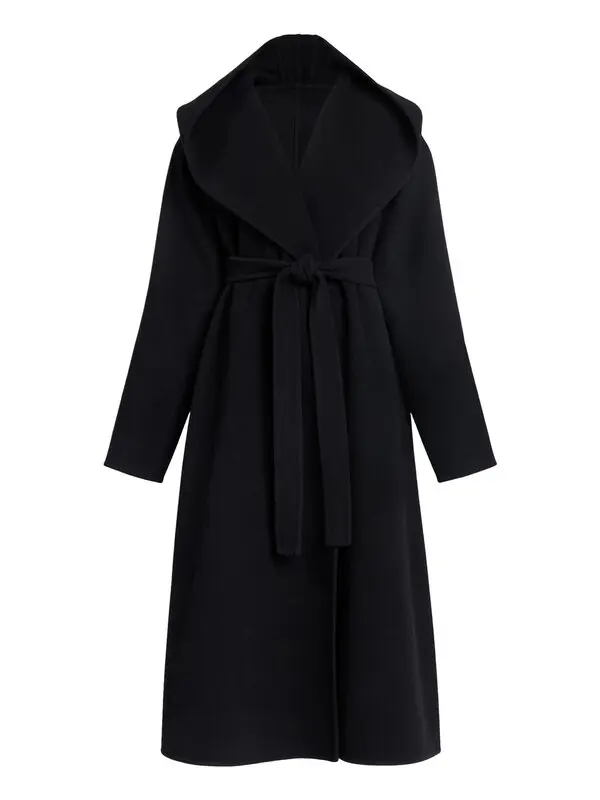 Alaïa Virgin Wool Hooded Wrap Coat - Black