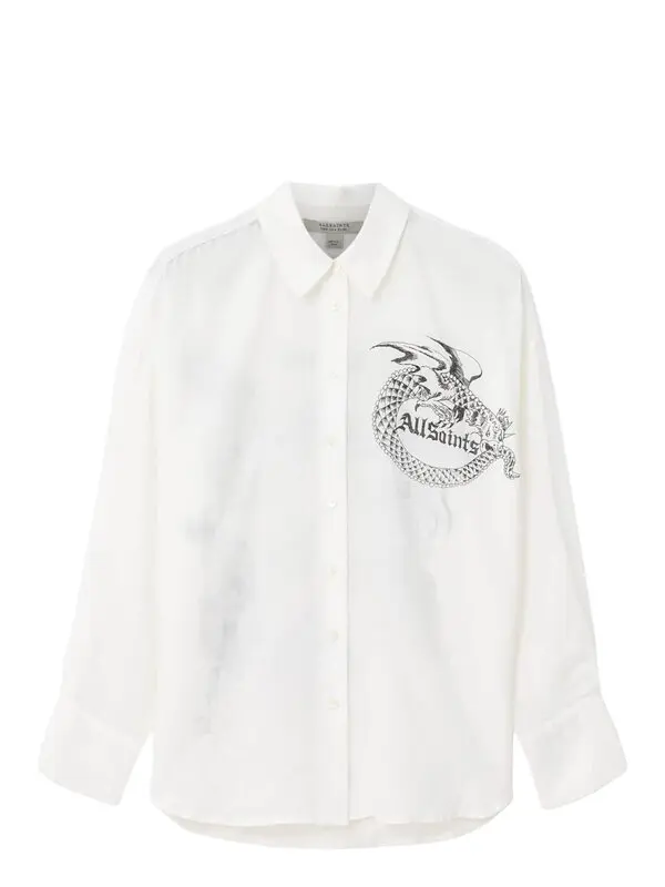 ALLSAINTS Linen Printed Shirt - White