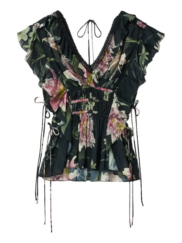 ALLSAINTS Floral Canto Top - Black