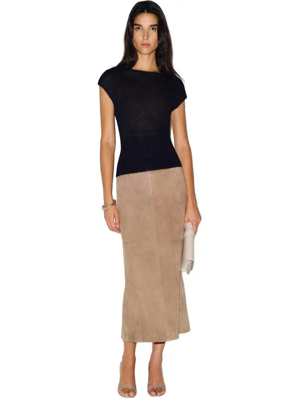 REFORMATION Rhiannon Sheer Alpaca Sweater Top - Black