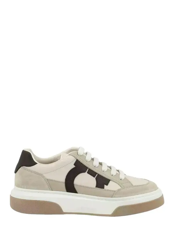 FERRAGAMO Gancini Panelled Sneakers - Neutrals