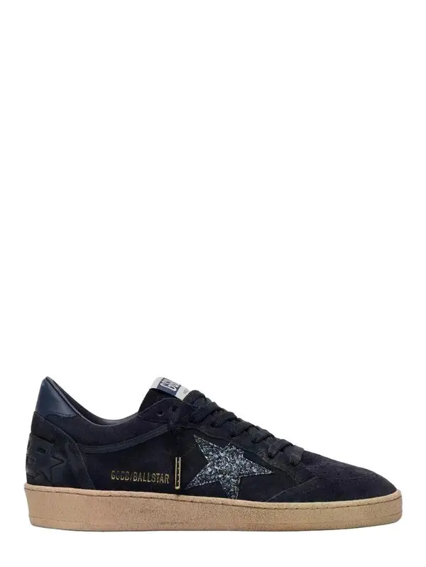 GOLDEN GOOSE Ball Star Sneakers In Dark Suede With Dark Glitter Star - Blue