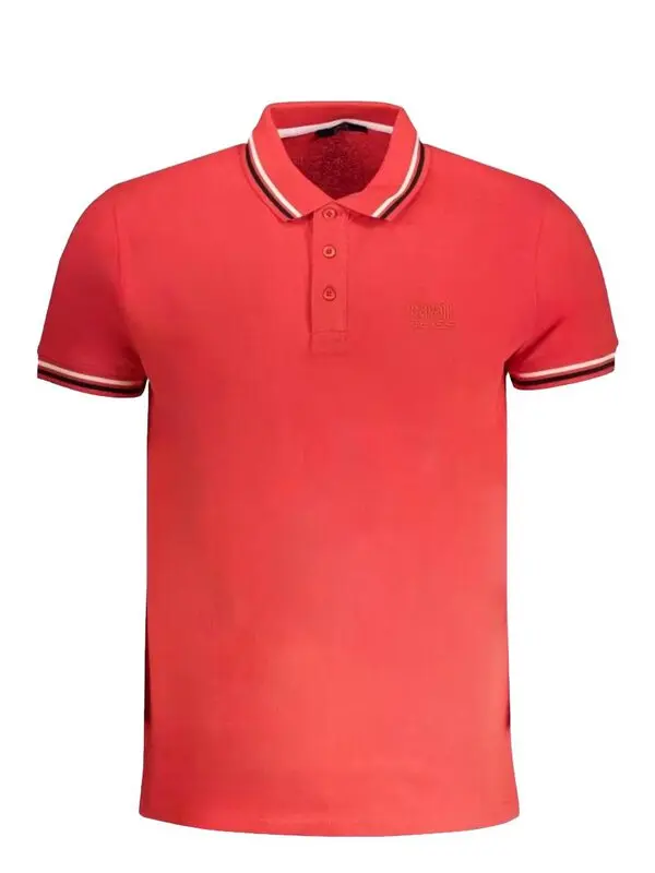Roberto Cavalli Tipping-detail Cotton Polo Shirt - Red