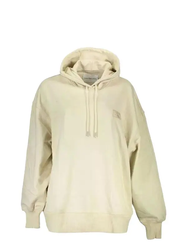 Calvin Klein Relaxed-fit Hoodie With Logo Patch - Neutrals