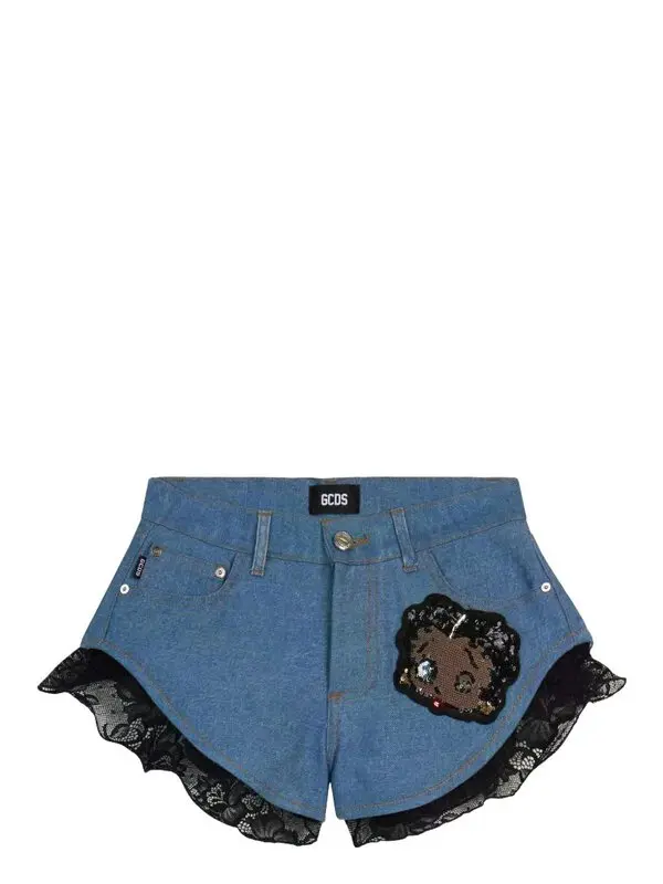 Gcds Betty Boop Denim Shorts - Blue
