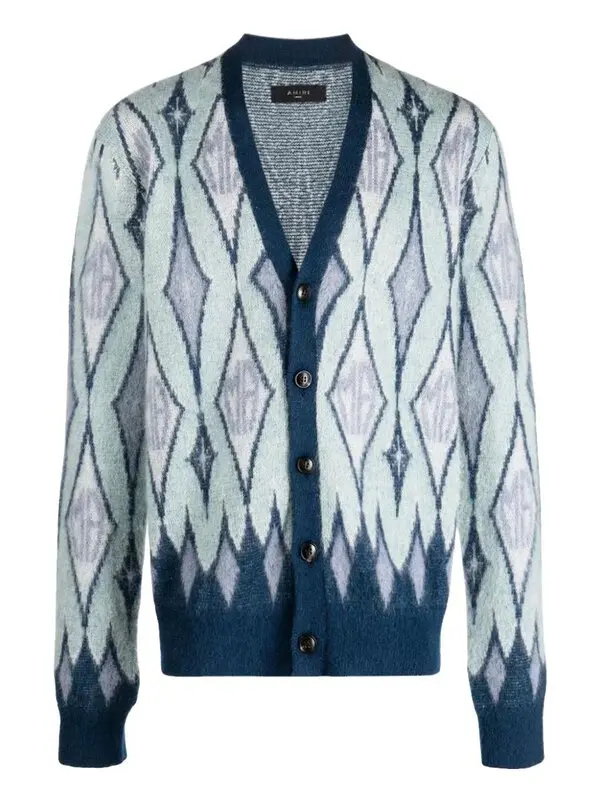 Amiri Argyle Mohair Cardigan - Blue