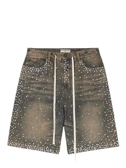 VALE FOREVER Embellished Denim Jorts Medium Wash - Mid Wash
