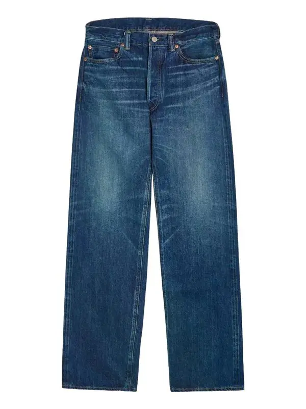 BLUE BLUE Washed-finish Whiskered Jeans - Blue