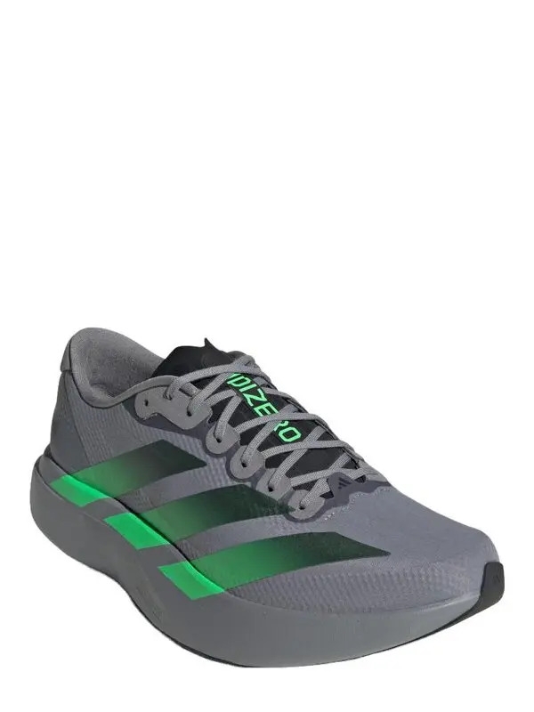 Adidas Adizero Evo Sl Woven Athletic Sneakers - Grey / Screaming Green / Carbon