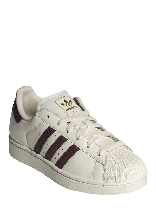 Adidas Superstar Ii Leather Sneakers - Off White / Maroon / Gold Metallic
