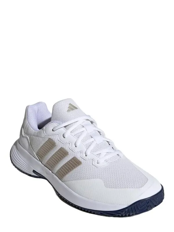 Adidas Gamecourt 2 Tennis Shoes - Cloud White / Cyber Metallic / Dark Blue