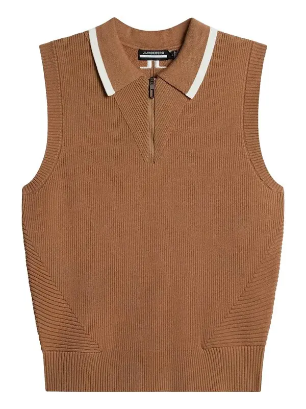 J. Lindeberg Ramona Knitted Sleeveless Polo Shirt - Tiger