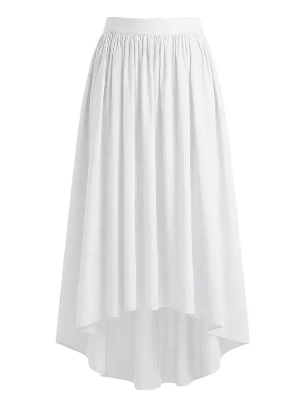 WAKAKUU Gathered High-low Hem Midi Skirt - White