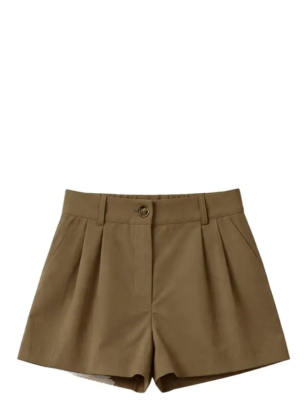 WAKAKUU Tailored Shorts With Pleats - Khaki