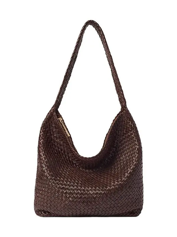 Whistles Woven Leather Shoulder Bag - Chocolate