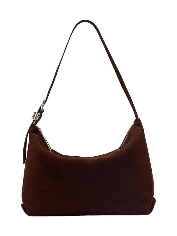 Whistles Suede Shoulder Bag - Chocolate