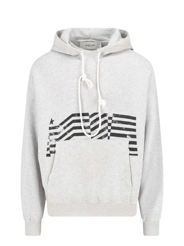 GOLDEN GOOSE Flag Vintage Hoodie - Gray