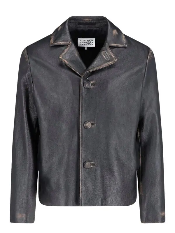 MAISON MARGIELA Distressed Leather Jacket - Black