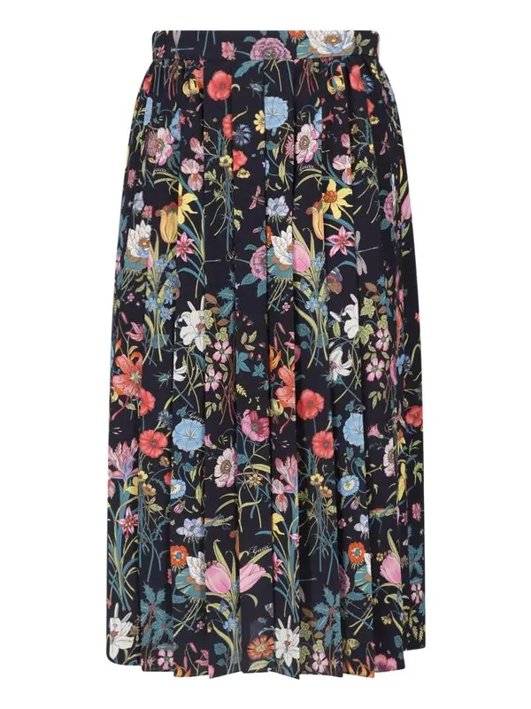 Gucci Printed Silk Midi Skirt - Multi