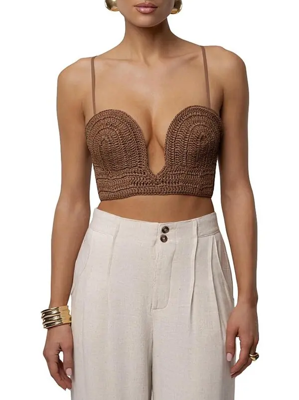 JLUXLABEL Textured Bustier - Brown