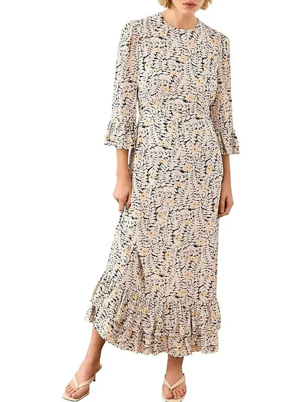 Mint Velvet Floral Print Midi Dress - Black