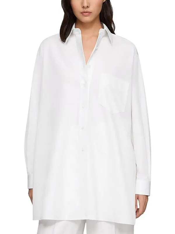 Lafayette 148 New York Long Sleeve Oversized Blouse - White