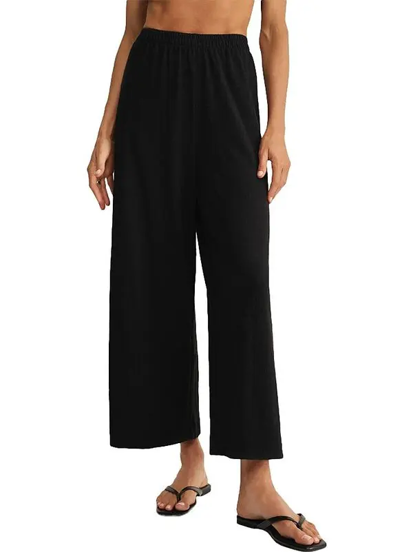 Z Supply Scout Textured Wide-leg Pants - Black