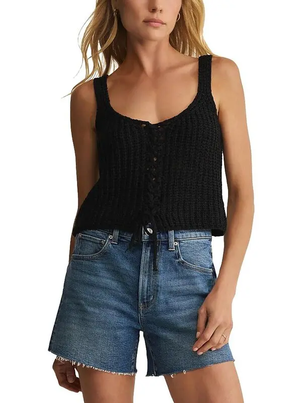 Z Supply Tate Lace Up Sweater - Black