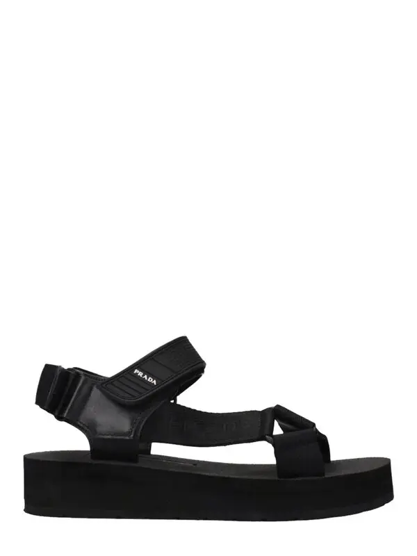 Prada Touch-strap Platform Sandals - Black