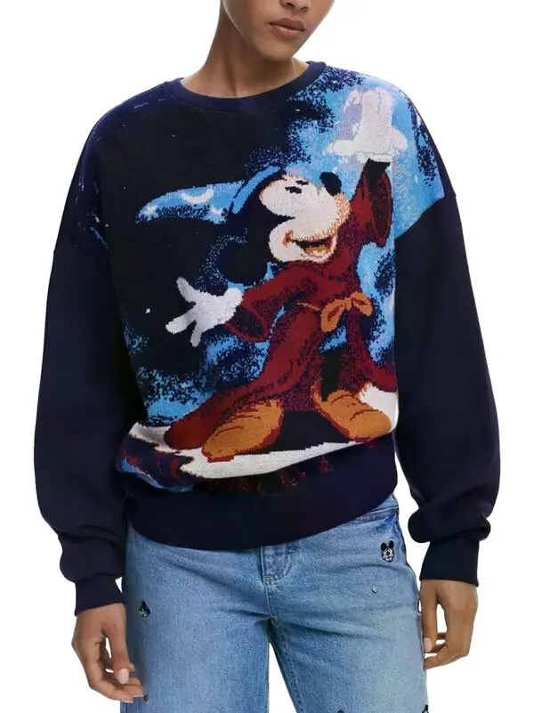 Desigual Mickey Mouse Intarsia-knit Sweater - Blue