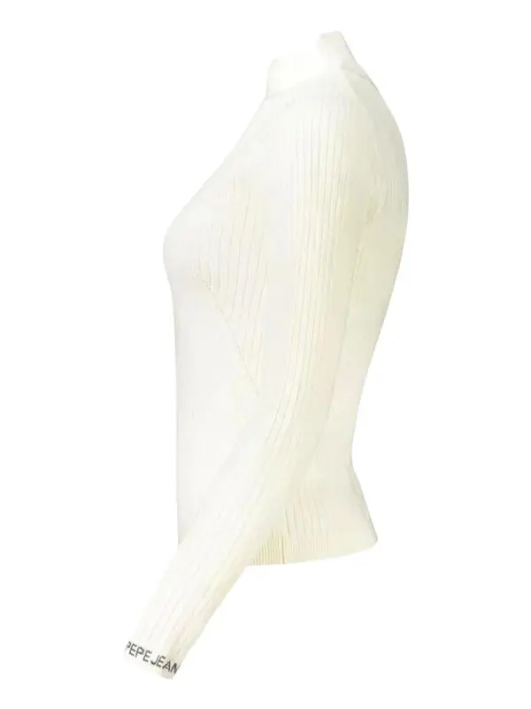 Pepe Jeans Ribbed-knit Mock-neck Sweater - White