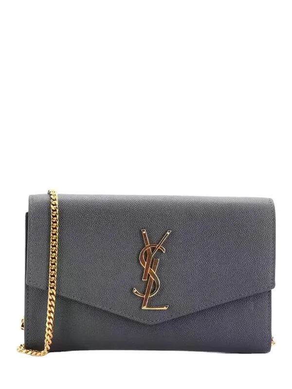 Saint Laurent Uptown Chain Wallet Leather Crossbody Bag - Grey