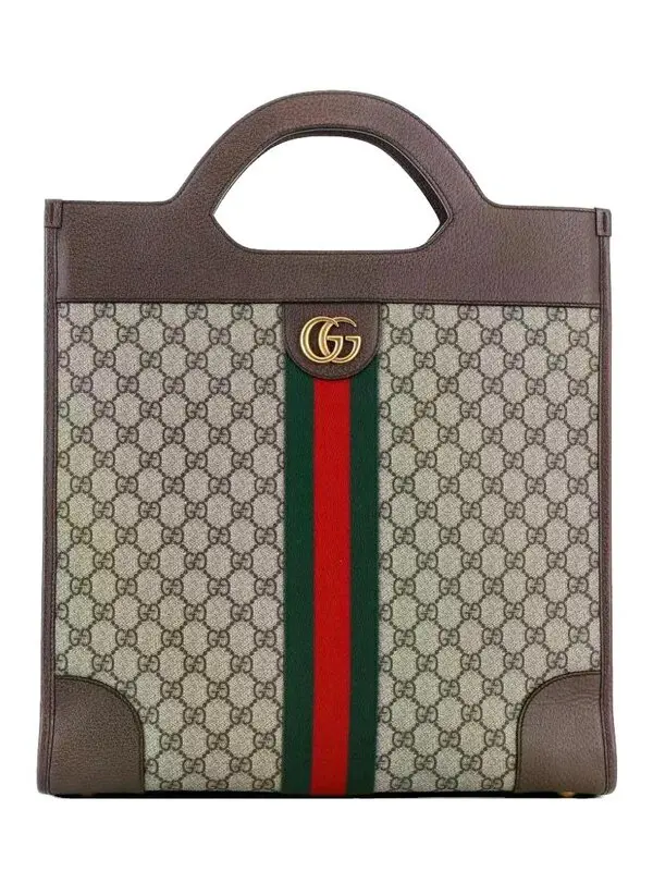 Gucci Ophidia Cut Out Handle Gg Coated Canvas Medium Tote Bag - Brown