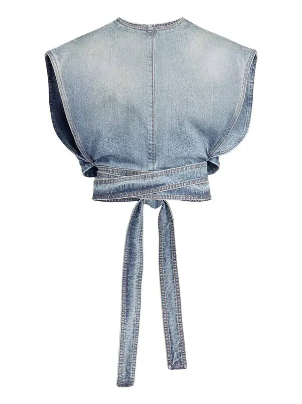 Alaïa Belted Denim Top - Blue