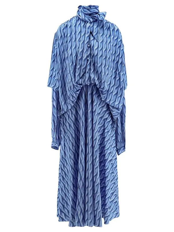 Balenciaga Printed Long Dress - Blue